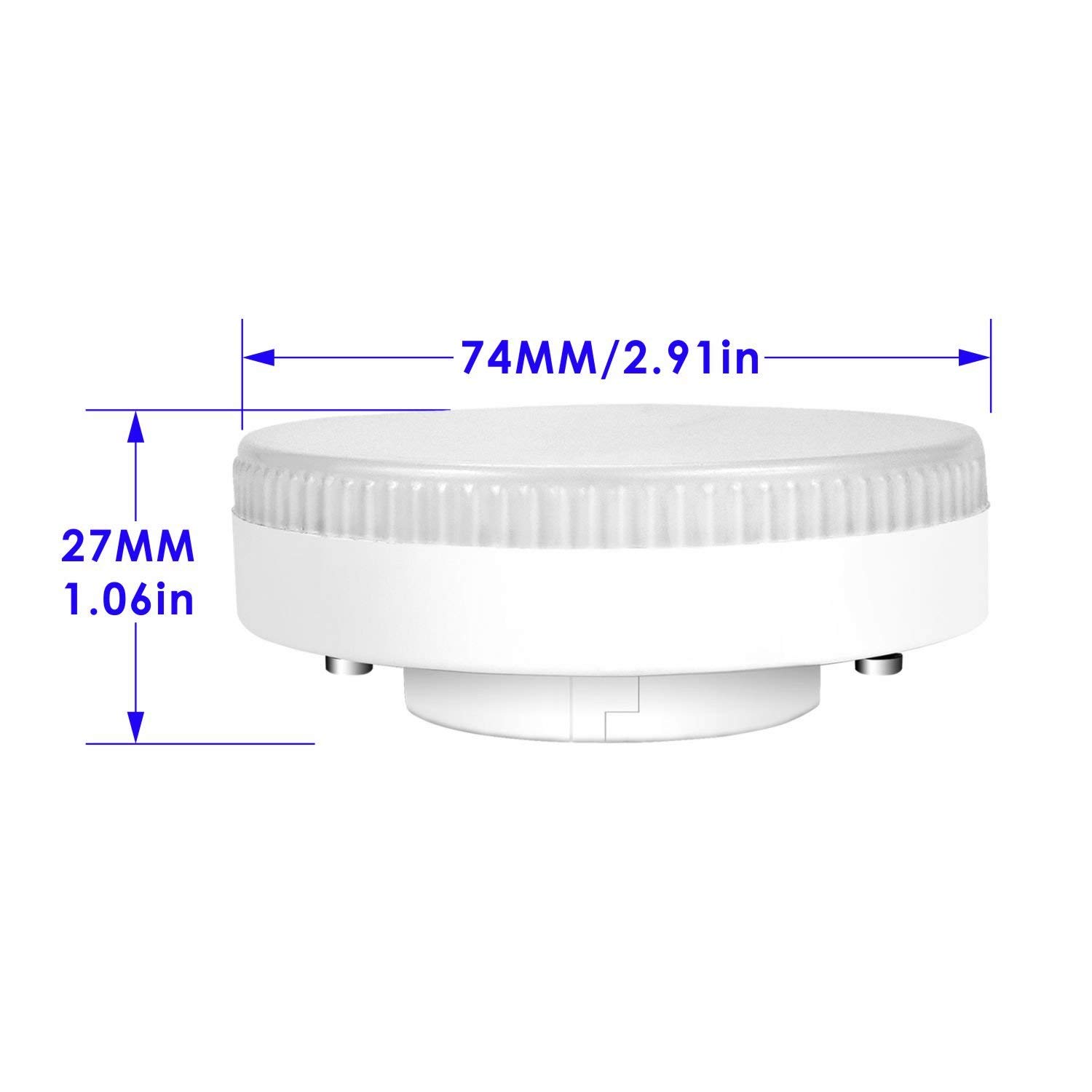 Litevance GX53 LED Light Bulb, 7W Daylight White 6000K Replacement Traditional Halogen GX53 Spotlight, Under Cabinet Light, LED Puck Light, 4 Pack