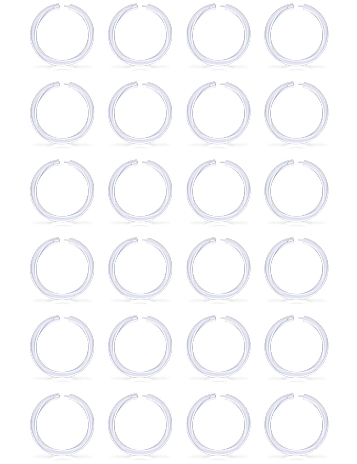 Lcolyoli 24PCS 18G Septum Retainer Clear Nose Hoop Rings Bioflex Cartilage Tragus Helix Earring Clicker Piercing Jewelry for Women Men 6mm 1/4 inch Inner