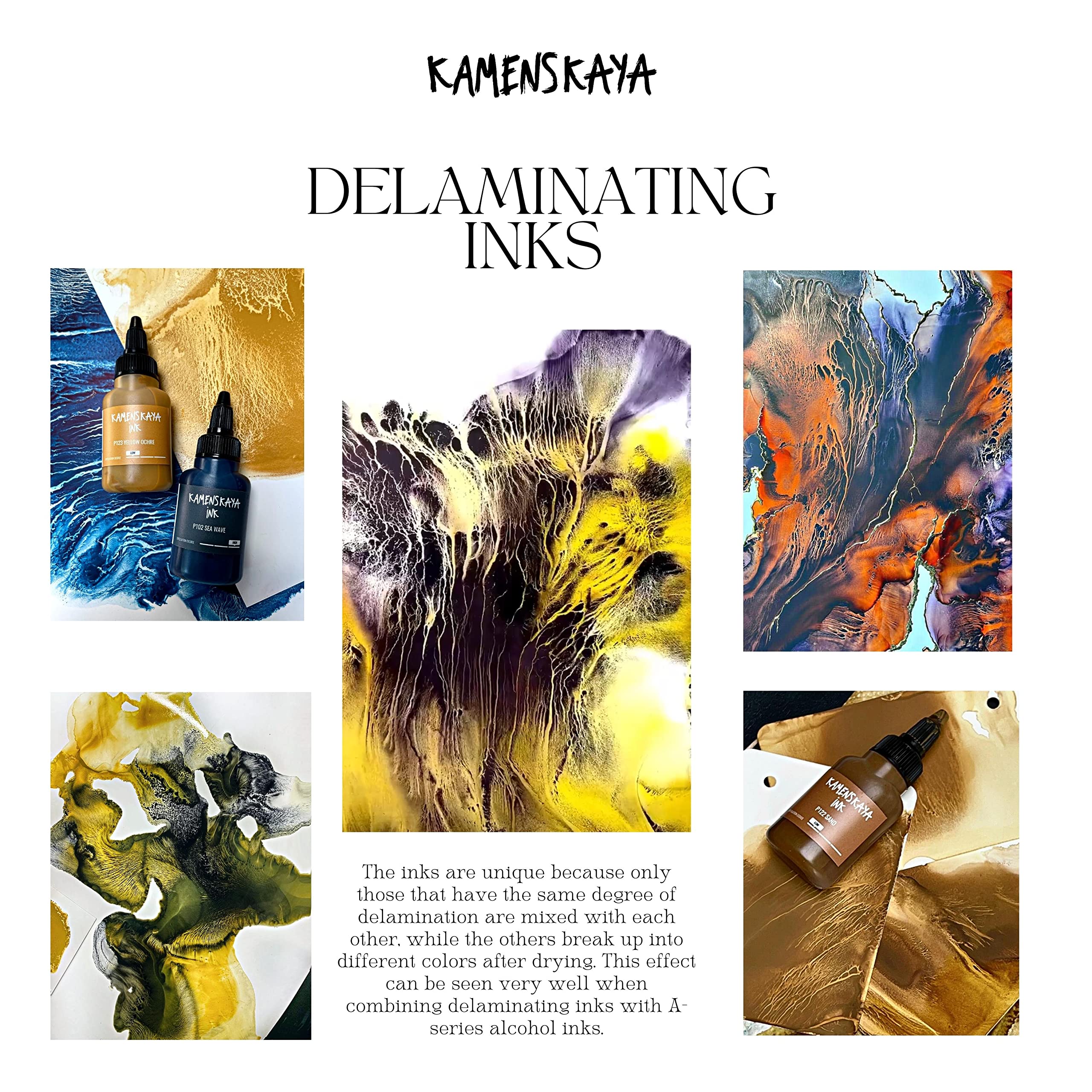 KAMENSKAYA Delaminating Alcohol Inks: Self-Splitting Alcohol Ink P-102 'Sea Wave', 1.35 fl oz (40 ml)