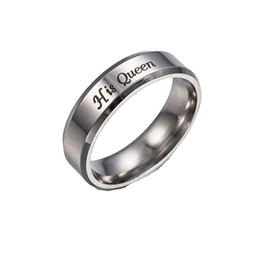 Little Chair Her King His Queen Titanium Stainless Steel Couples Finger Ring (His Queen, 7)