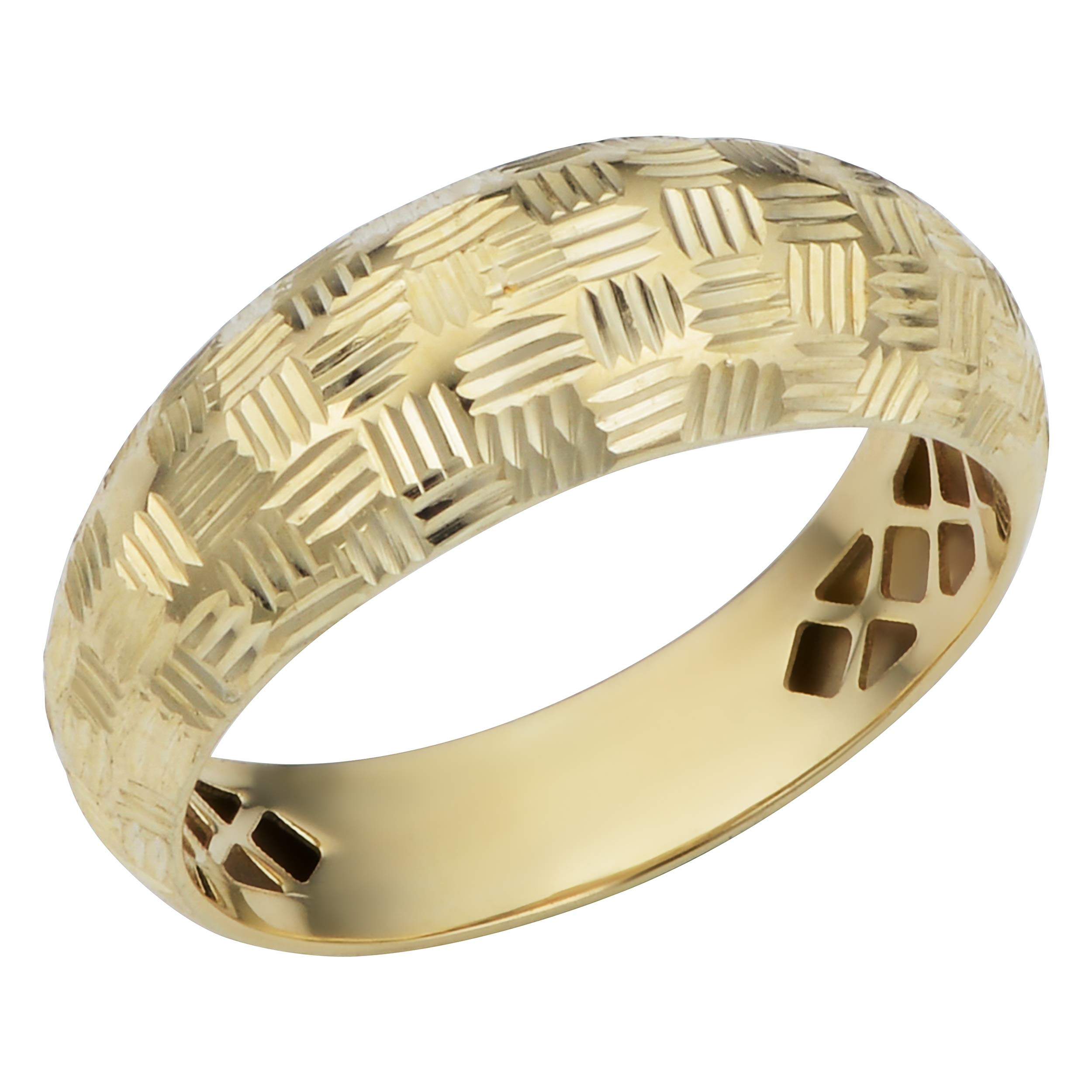 Kooljewelry 10k Yellow Gold Diamond-cut Weave Design Ring (size 8)