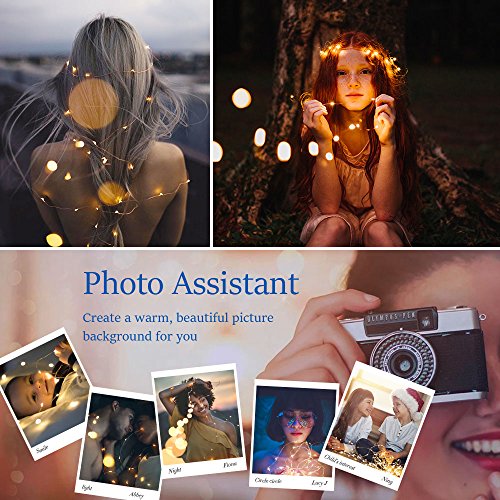 UPOOK Solar String Lights, 100LED Copper Wire Solar Fairy Lights 33Ft 8 Modes Waterproof Outdoor String Lights for Christmas Party Wedding Decoration Patio Garden Yard 2 Pack (Warm White 100LED)