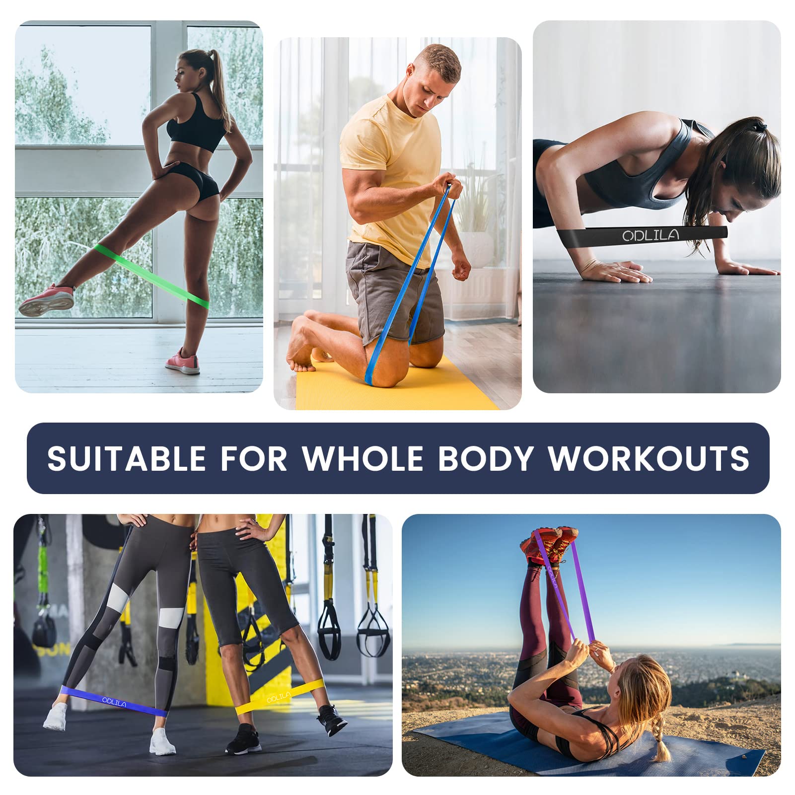Odlila Resistance Bands, Exercise Workout Bands for Women and Men, 5 Set of Stretch Bands for Booty Legs, Exercise Loop Bands for General Exercise, Stretching and Strength Training(Purple)