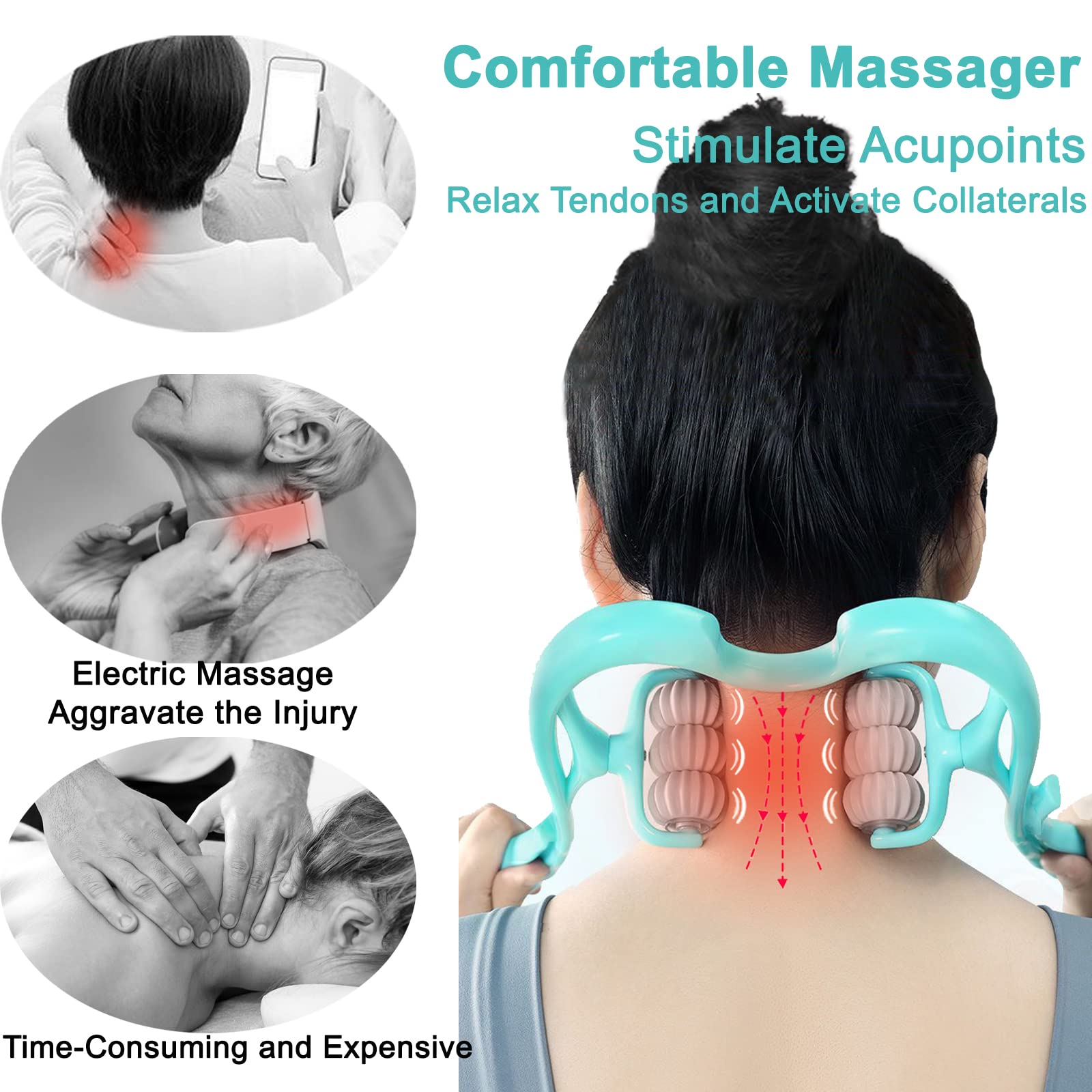 Neck Massager for Pain Relief Deep Tissue, Massagers for Neck and Back, Shoulder Massager, Lymphatic Drainage Massager, Masajeador De Espalda y Cuello