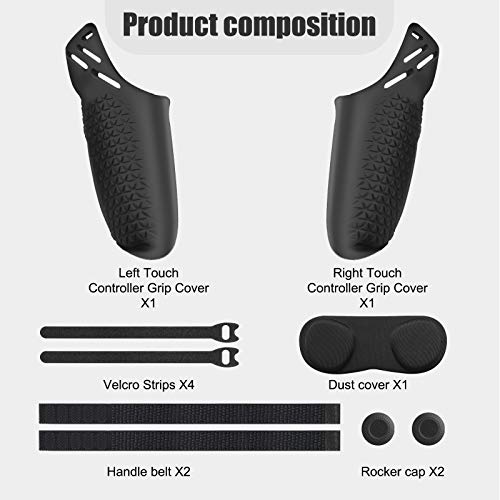 MASiKEN Touch Controller Grip Cover for Oculus Quest 2, Anti-Throw Handle Protective Sleeve Accessories with Adjustable Wrist Knuckle Strap,Button Caps and VR Lens Protect Cover