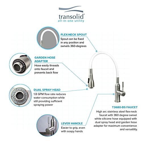 Transolid TC-2420-WC 24-in. All-in-One Laundry/Utility Sink Kit, White/Stainless Steel