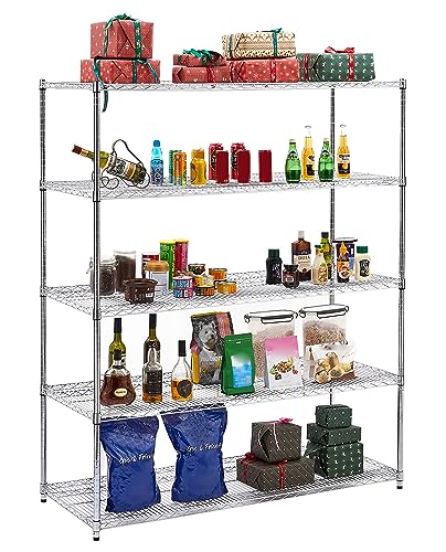 JCSTEU 5Tier Heavy Duty Shelves Adjustable, Rolling Organiser for Mobile Wheels, Multi-Functional Cargo Racks for Warehouses, Supermarkets, Balconies, Kitchens, (59.45 "L × 24.02 "W × 71.65 "H)