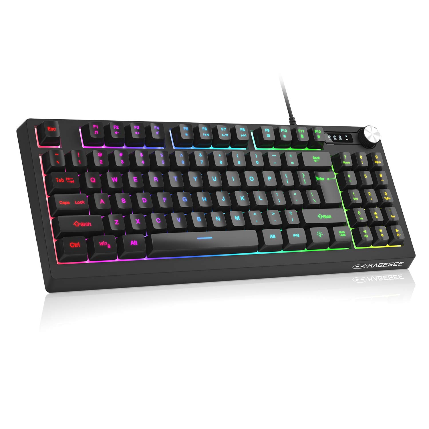 MageGee GT698 TKL Gaming Keyboard, 89 Keys RGB Rainbow Backlit Computer Keyboard, Anti-Ghosting USB Wired Gaming Keyboard for Windows Gaming PC Laptop