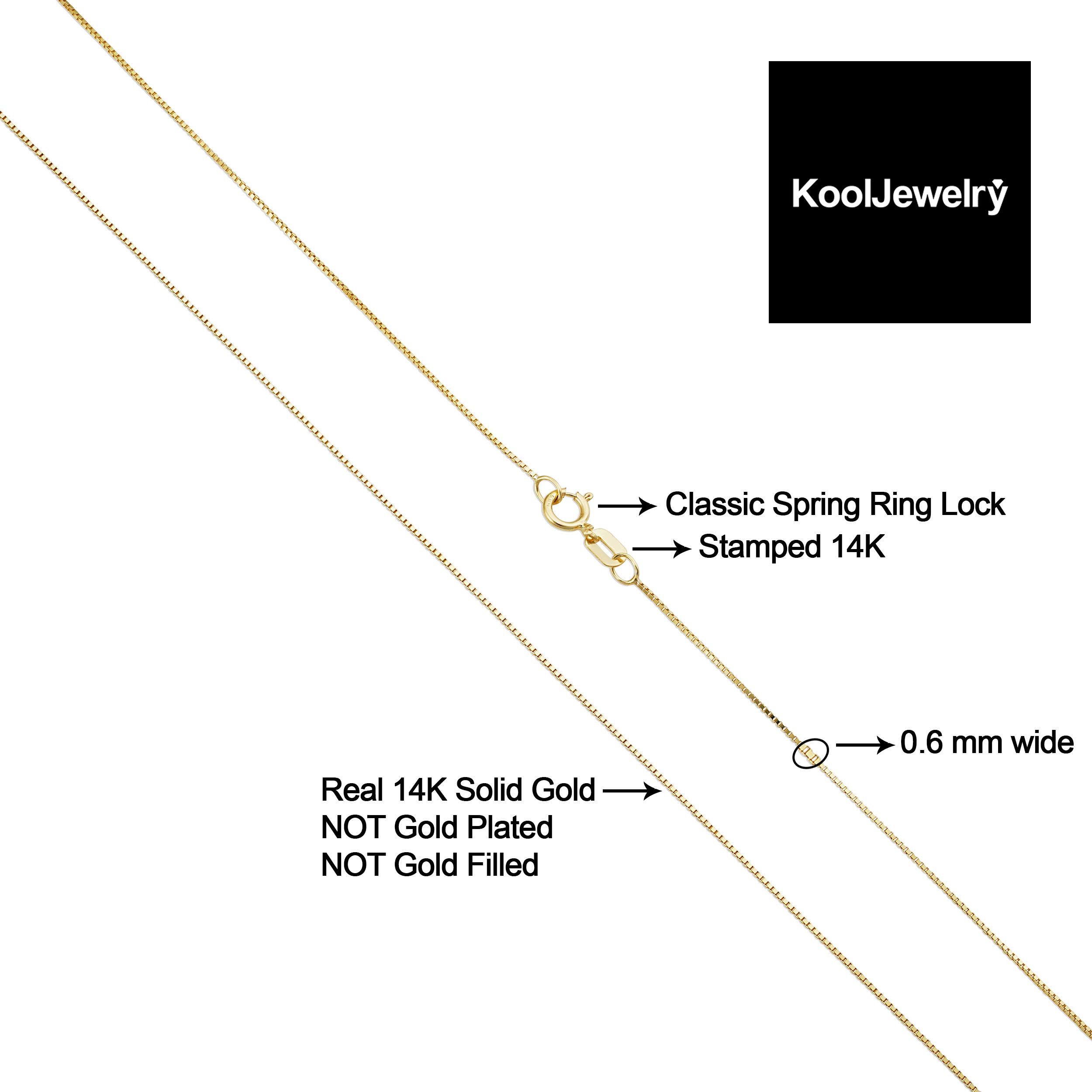Kooljewelry 14k Yellow Gold Venetian Box Chain Necklace For Women (0.8 mm, 20 inch)