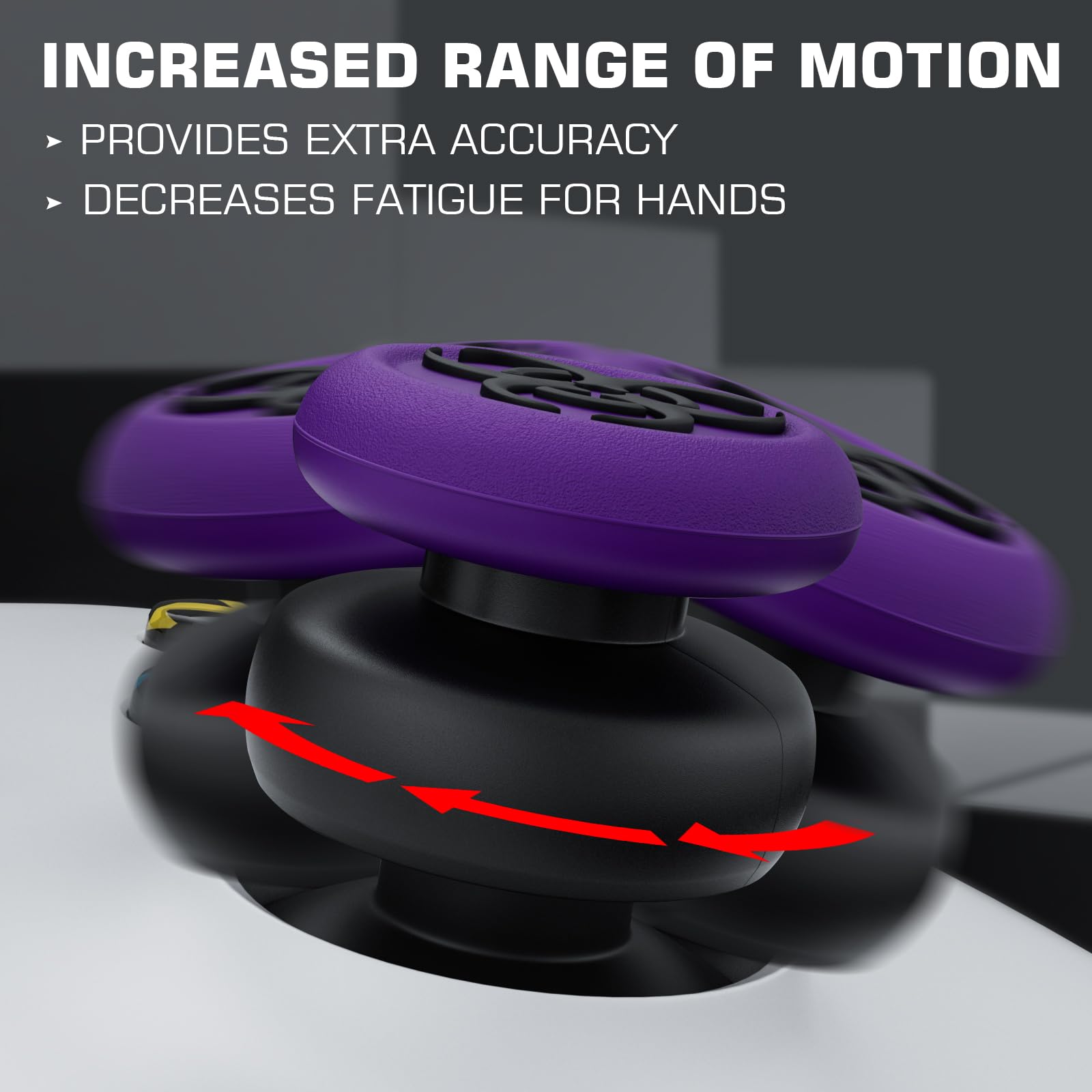 PlayRealm NO Falling Off Thumbstick Extender & Silicone Grip Cover 2 Sets for Xbox Series X/S & Xbox One S/X Controller(BH Purple)
