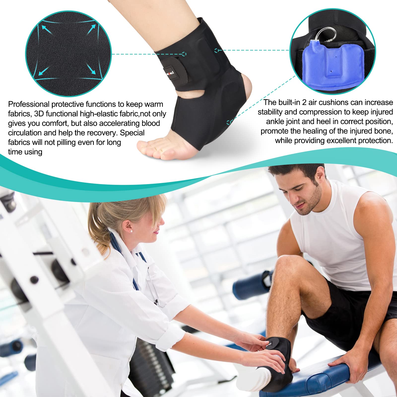 NEENCA Ankle Brace with Inflatable Heel Pads (Large)