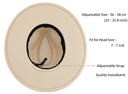 Pro Celia Big Wide Brim Women Fedora Hat (Oval-Rice)