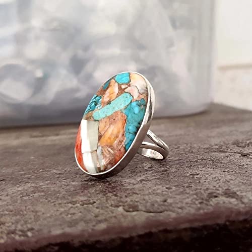 Oyster Copper Turquoise Oval Shape Gemstone Ring/Natural gemstone Ring fine jewelry Ring gemstone ring Lovely Gemstone Ring Wholesale bulk gemstone ring -1830 (9.5)