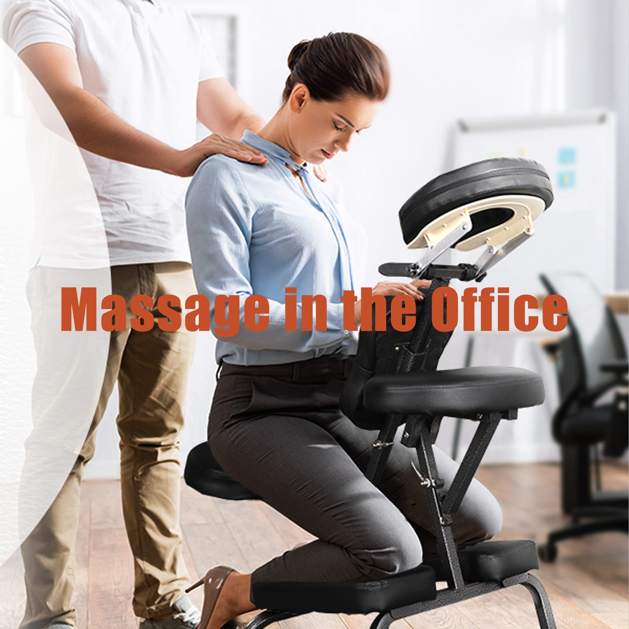Thick Sponge Portable Foldable Massage Chairs Tattoo Chair Face Cradle Salon Massage Chair Height Adjustable Have SPA Chair Carring Bag Load Capacity 3000LBS,Black