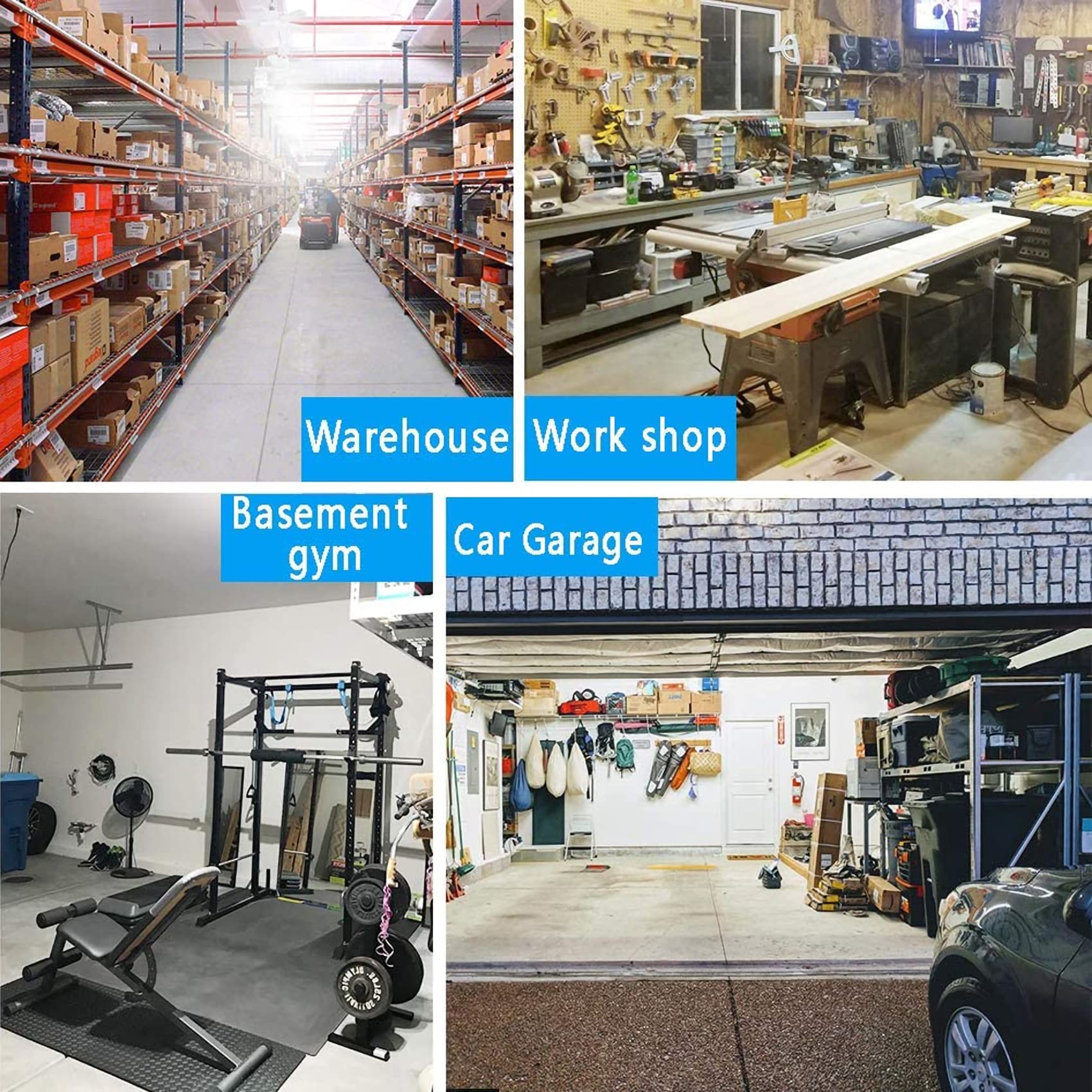 LED Garage Lights 2 Pack, 60W Deformable LED Garage Ceiling Light with 5 Adjustable Panels,7200Lm LED Shop Light for Garages LED Light Bulbs for Garage Lighting, Workshop, Warehouse, Basement