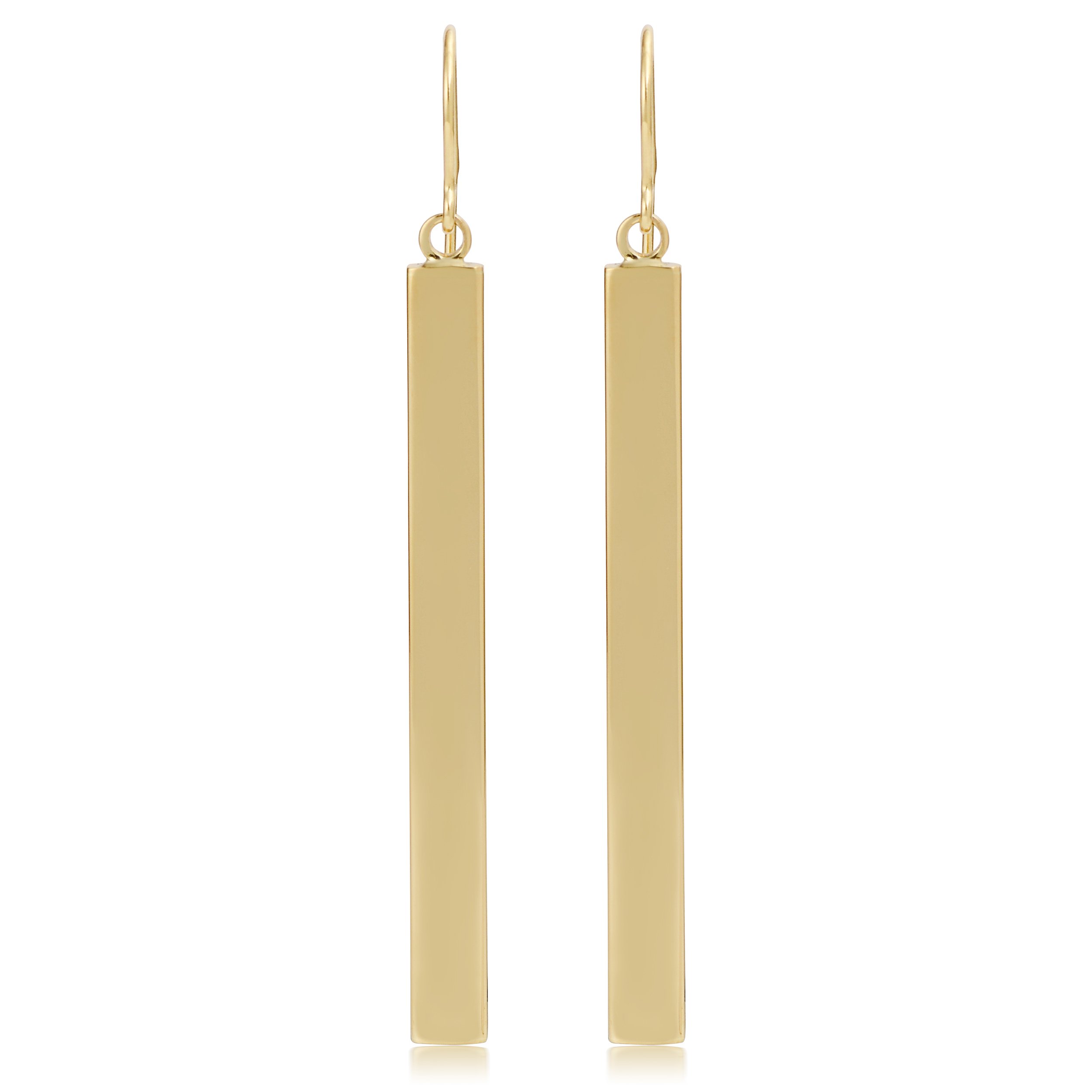 KoolJewelry 14k Yellow Gold High Polish Bar Drop Earrings (4 mm wide x 41 mm long)