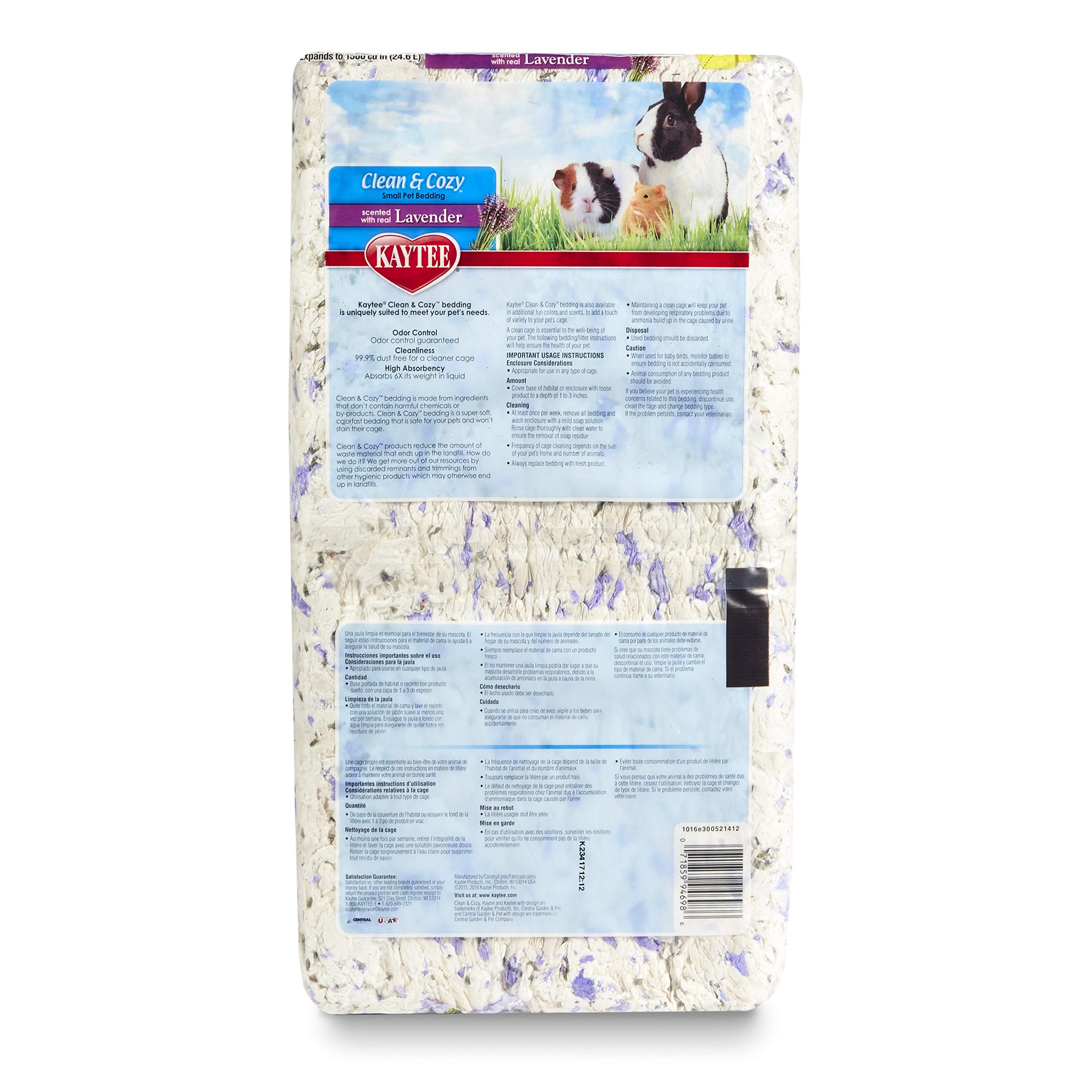 Kaytee Clean & Cozy Lavender Bedding For Pet Guinea Pigs, Rabbits, Hamsters, Gerbils, and Chinchillas, 24.6 Liters