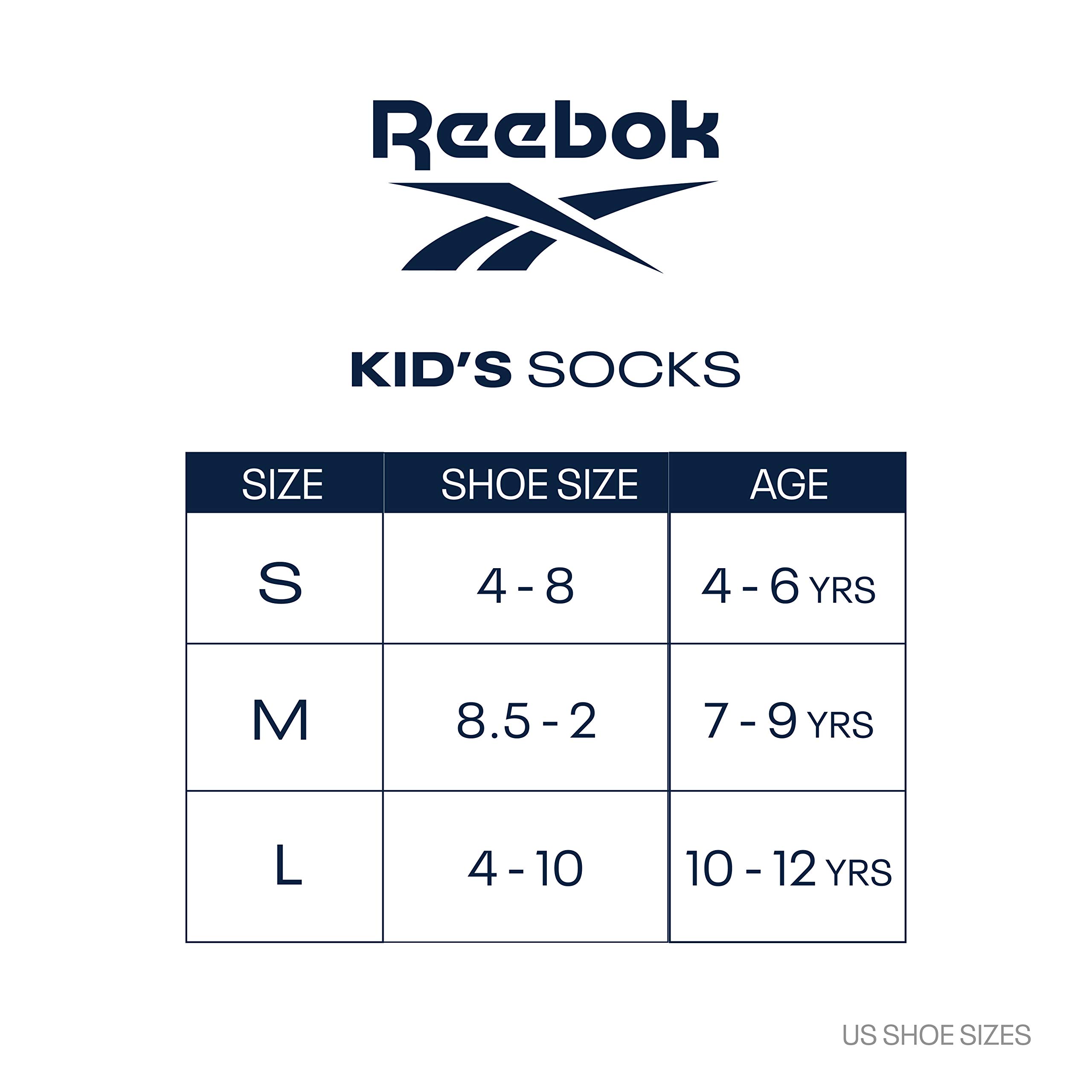 Reebok Girls' Quarter Socks - 6 Pack Performance Cushioned Comfort Quarter Cut Ankle Socks - Athletic Socks for Girls, Size Medium, Black Multi