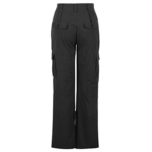 KSODFNXH Hiking Pants Women Trendy Casual Low Waisted Double Breasted Drawstring Pants with Pockets Solid Color Button Pants