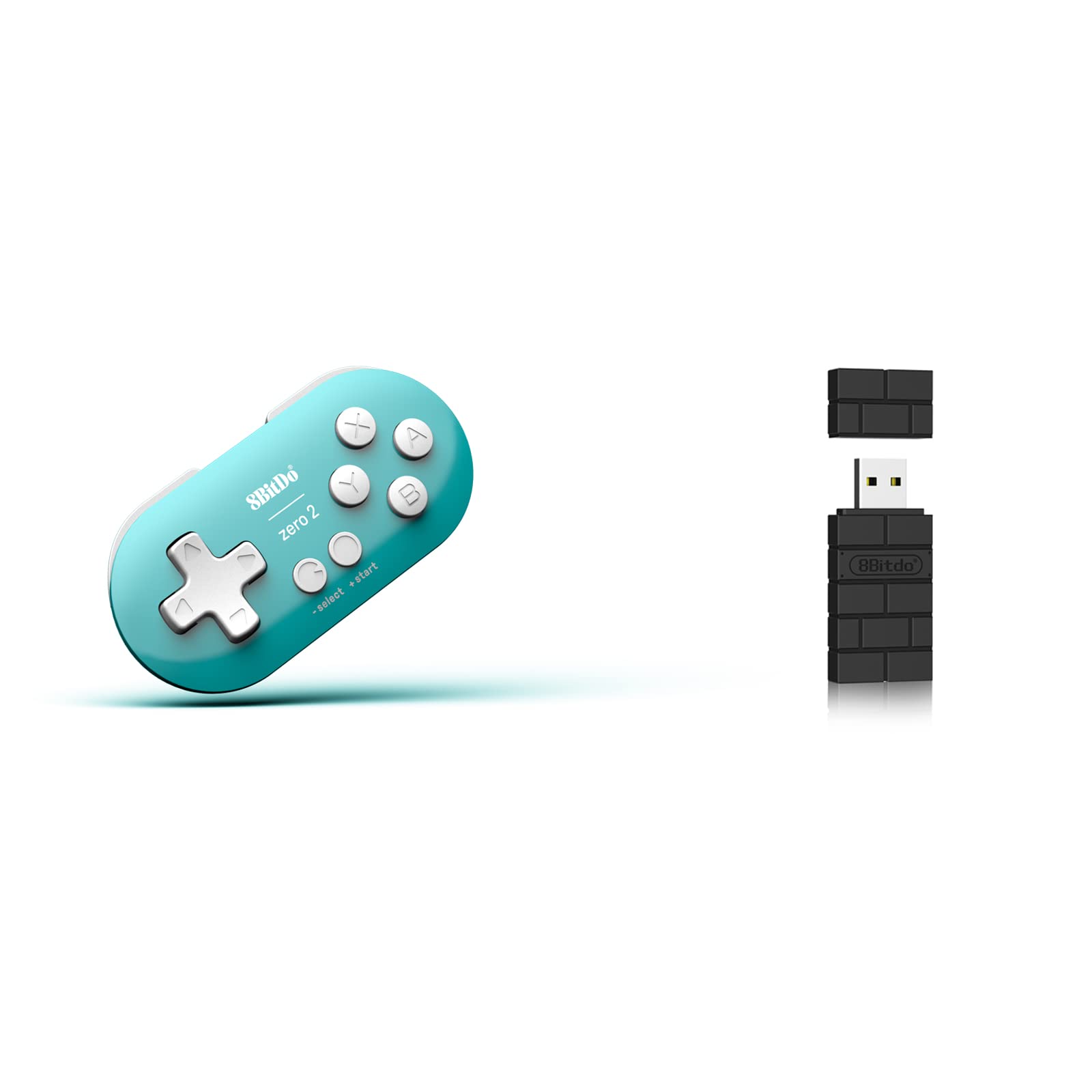 Nargos 8BitDo Zero 2 Mini Game Controller and 8BitDo Wireless Adapter 2(Controller Blue)