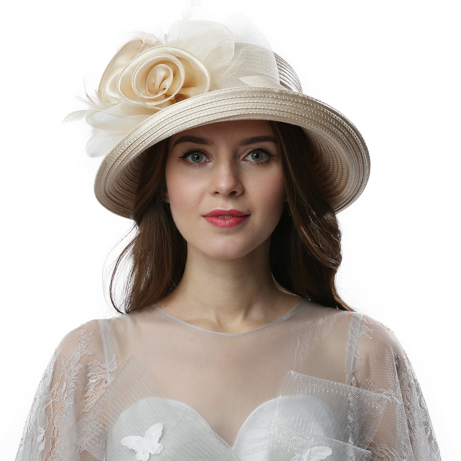 Original One Women's Classic Cloche Church Hat for Derby Day Kentucky Horse Racing (White)