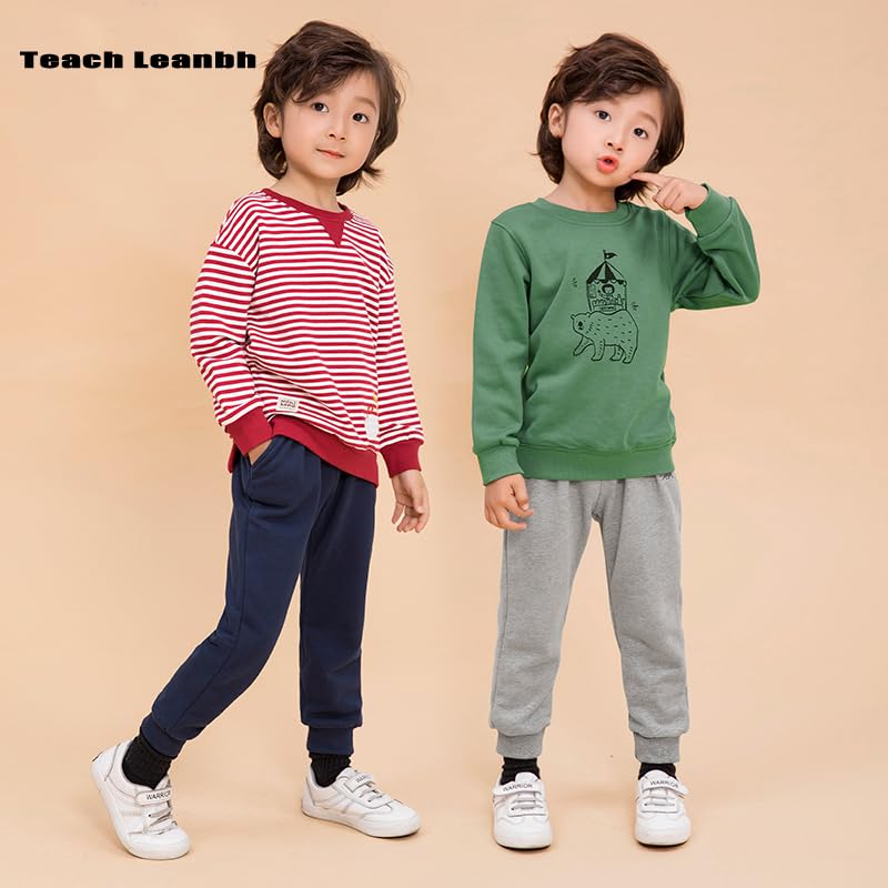 Toddler Baby Boys Girls 2 Pack Thin Fleece Sweatpants Pure Active Jogger Pants with Drawstring (2-3 Years Green+Dark grey)