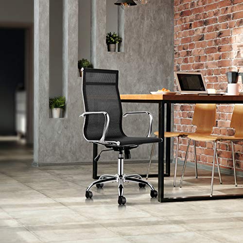 MASTERY MART High Back Office Chair, Mesh Fabric Task Chair, Swivel Chair, Mid Century Desk Chair with Armrests for Executive, Conference Room, Home Office