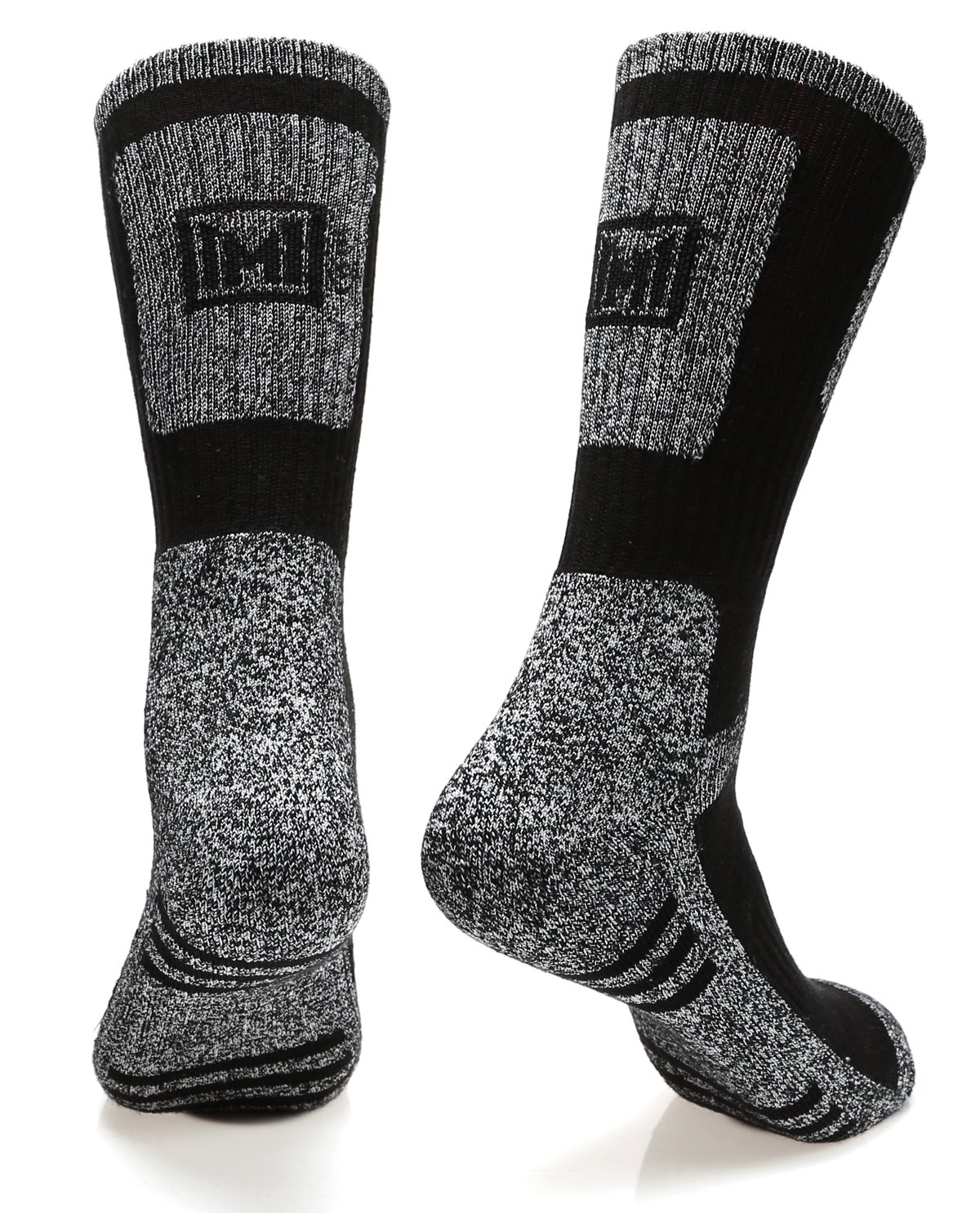 MIRMARU M202-Medium-Men's 5 Pairs Multi Performance Outdoor Sports Hiking Trekking Crew Socks (2Black,2Olive,1Char)