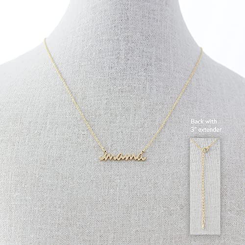 NTLX Mama Necklace β Mama Necklace for Women - Mama Script Cursive Lettering - Simple Delicate Cute β 14K Gold - Great Gift - Beautiful Card & Gift Box Included (Mama Script - Gold)