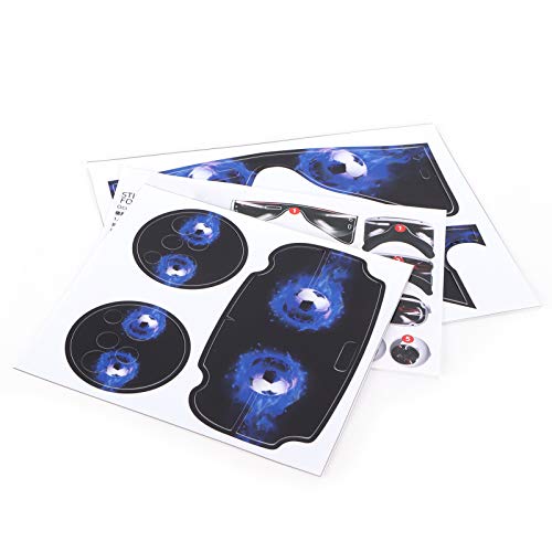 Mxzzand Wearproof, VR Glasses Protective Sticker, Stickers and Wiping Cloth, VR Headset Stickers, Durable, Scrapesproof, Anti‑Pollution,for Oculus Quest 2(Blue Flame Football)