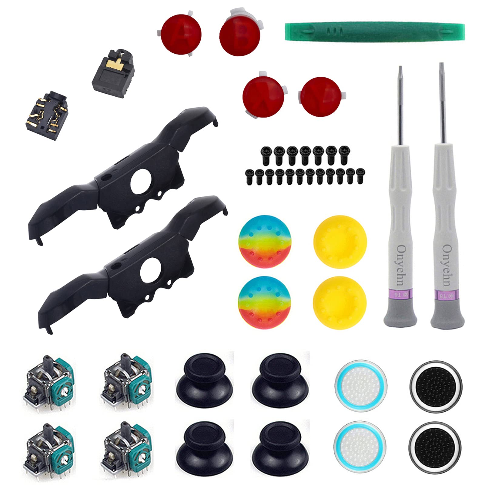 Onyehn 30 in 1 Replacement Game Contoller Repair Kit,Thumbsticks Joysticks,LB RB Bumpers Triggers(with ABXY Buttons,Headphone Jack Plug Port 3.5mm) Compatible for Xbox One Elite Controller