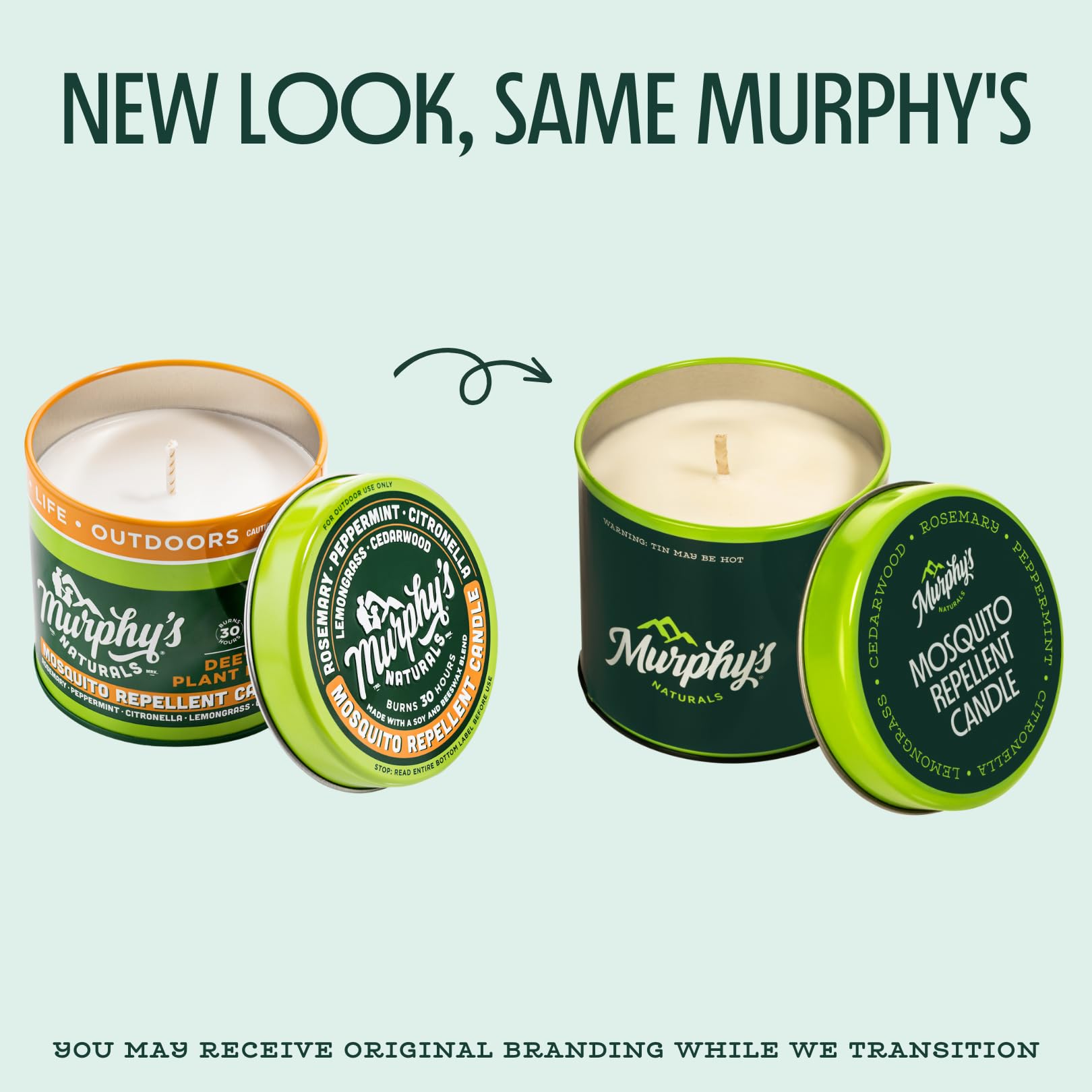 Murphy’s Naturals Mosquito Repellent Candle | DEET Free | Made with Plant Based Essential Oils and a Soy/Beeswax Blend | 30 Hour Burn Time | 9oz | 6 Pack