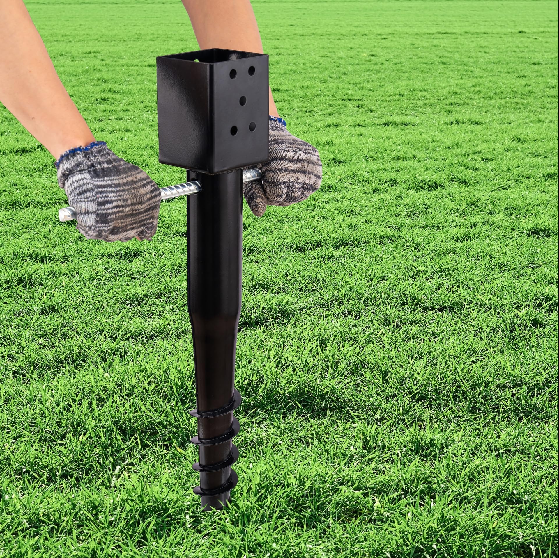 LADECH Premium No Dig Ground Anchor β DIY Screw in Post Stake β 27 Inch β Fits Standard 4x4 Post (3.5" X 3.5" Inch) β Great for Mailbox Posts and Fence Posts (Set of 1)