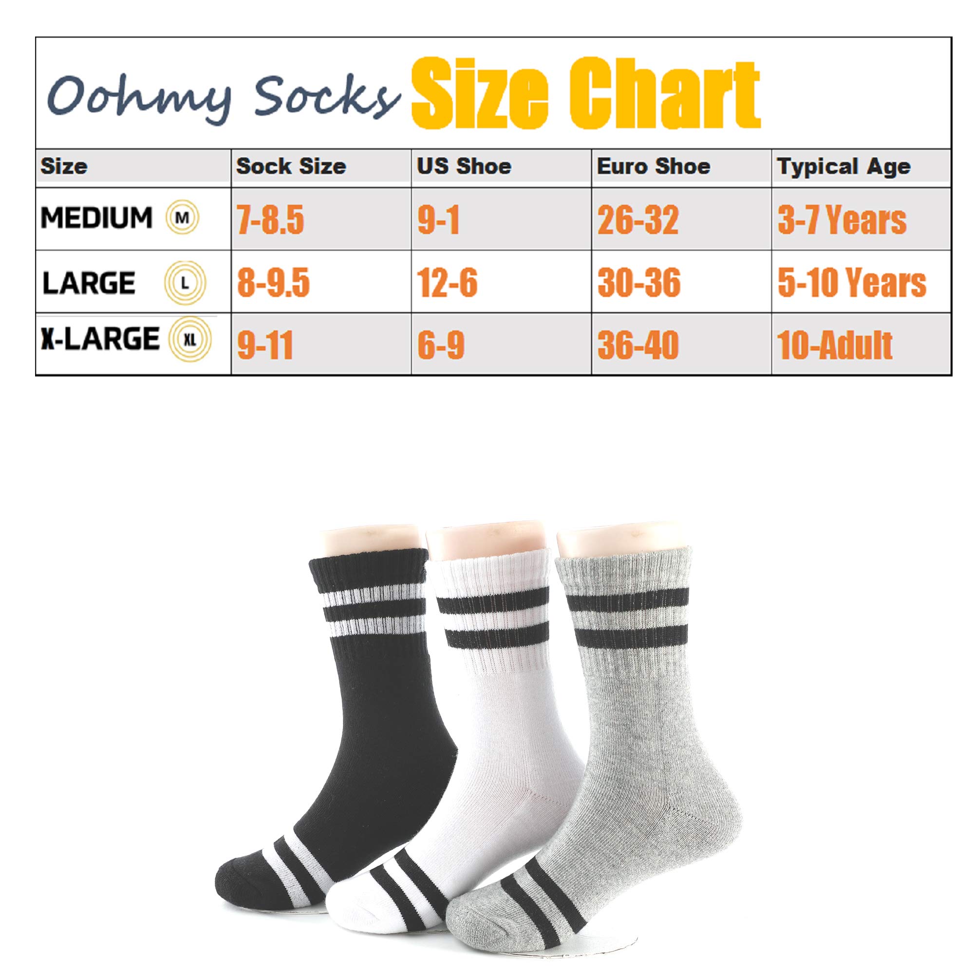 Oohmy Boys Girls Athletic Ankle Socks 8 Packs Terry-loop Cushion Warm Autumn Winter Combed Cotton Socks Shoe 6-9 Typical Age 3-7 yrs old (BLACK+GRAY, Medium)