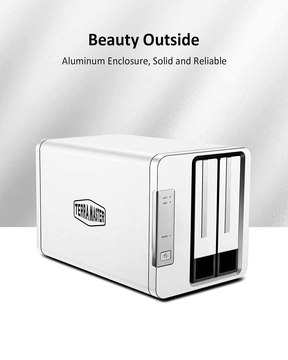 TERRAMASTER F2-210 NAS 1GB Quad Core & 2Bay USB3.1 Enclosure D2-310 RAID Storage External HDD Dock, Expand The Capacity of Network Attached Storage NAS Server