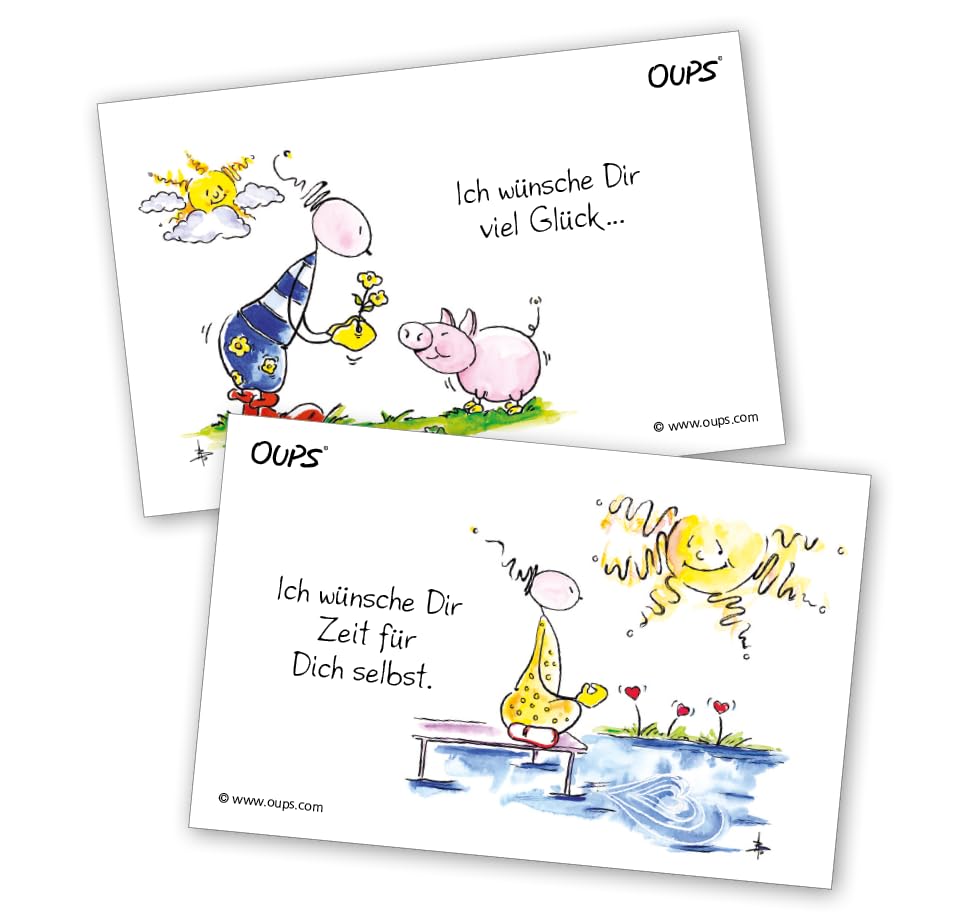Oups Kärtchenbox - Ich wünsche Dir ...: 24 Kärtchen mit "Ich wünsche Dir"-Sprüchen und herzerfrischenden Illustrationen