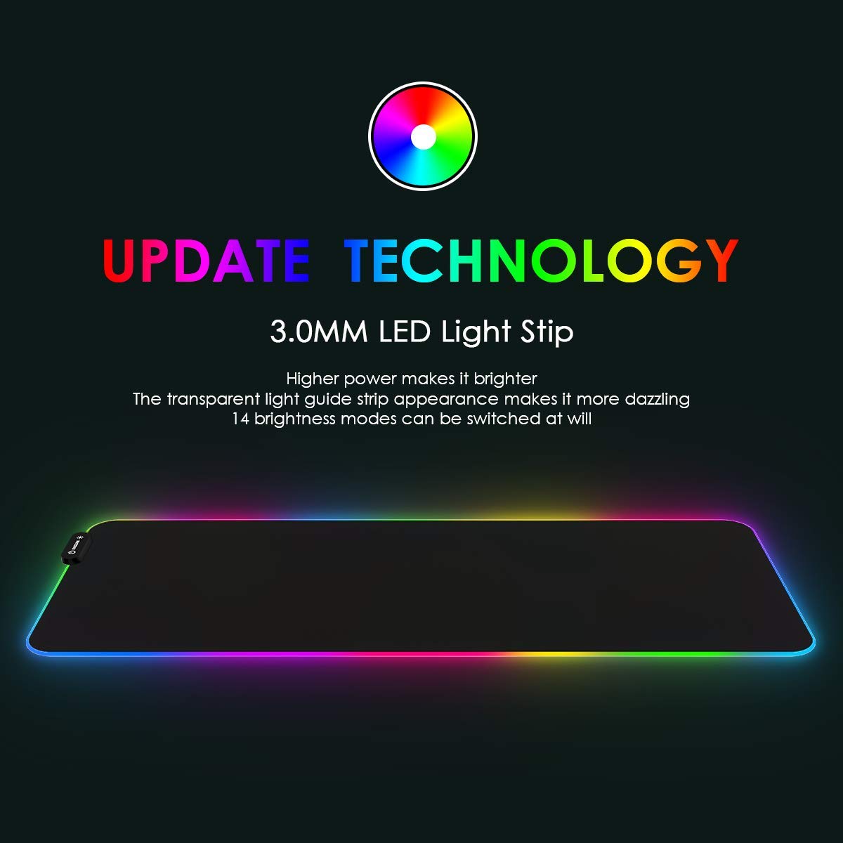 Large RGB Gaming Mouse Pad Led Extended XXL Soft Mousepad with 14 Lighting Mode, Anti-Slip Rubber Base Computer Key Board Mouse Mat for PC Gamer/Laptop Gamer/Officer(31.5×11.8×0.16 inch)