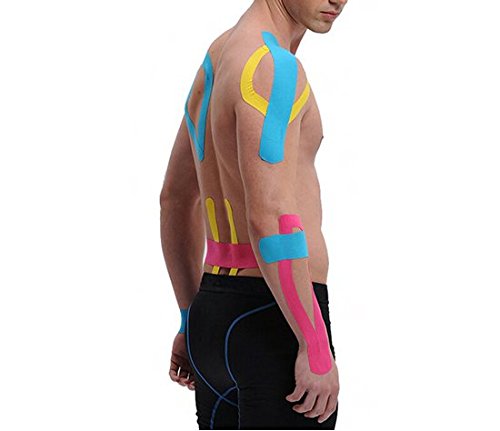Kinesiology Tape Pro, Athletic Waterproof Muscle Support Adhesive Kinesio Sport Tape for Athletes 2 inches x 16.4 feet, 2 Rolls, Light Blue