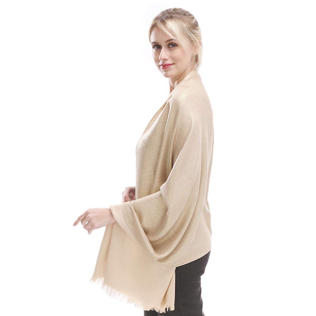 LMVERNA Women's Sparkling Glitter Pashmina Scarf Shimmer Reversible Shawls and Wraps Scarf for Women(Gold)