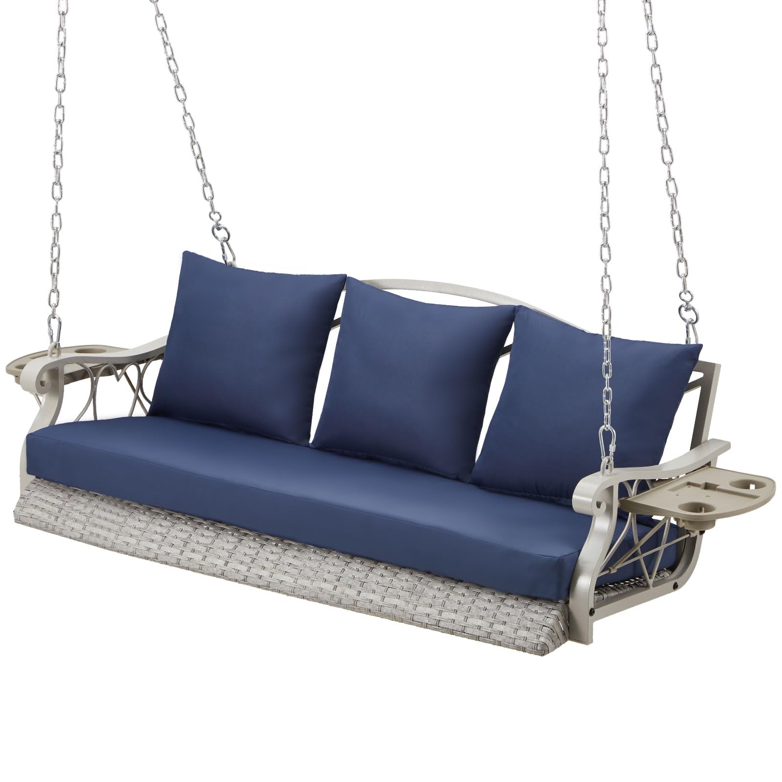 ZZW Wicker Porch Swing Chair Heavy Duty 900 LBS O