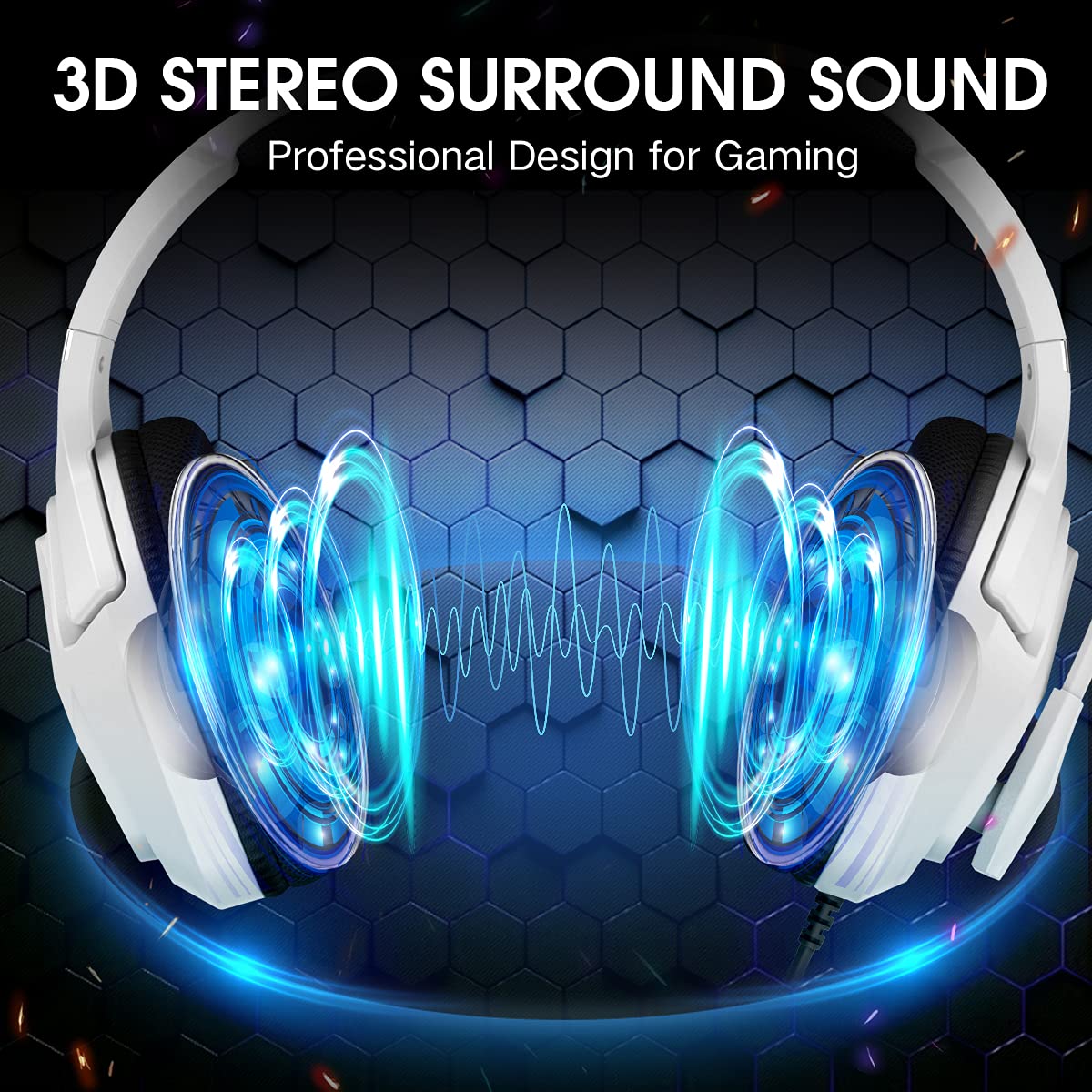nulliplex Gaming Headset Xbox one Headset with Mic Stereo Gaming Headset, Noise Immunity Swivel Mic & LED Light, Suspension Headband PS4 VR Headphone Compatible with PC PS5 Xbox One (Rice White)
