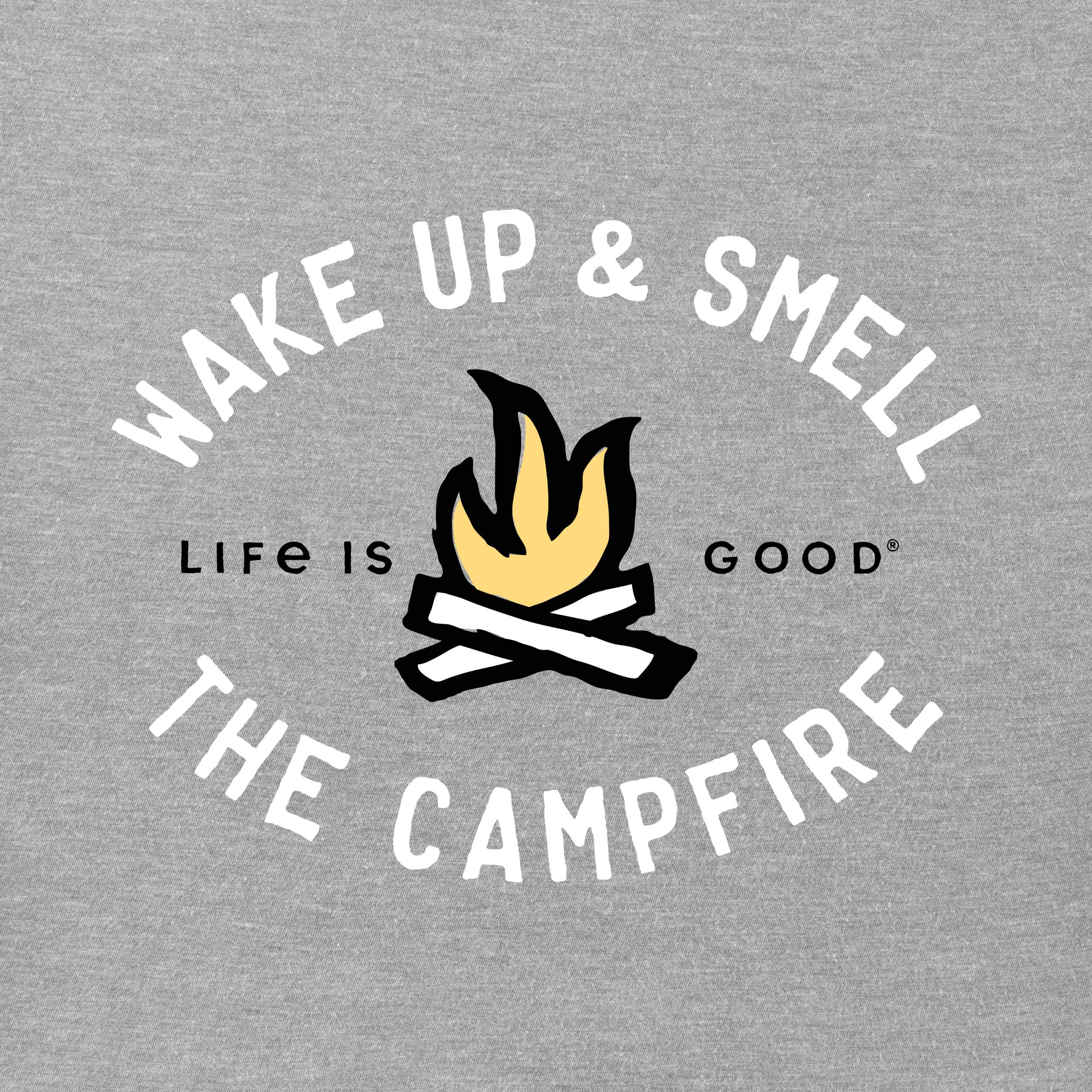 Life is Good Mens Crusher Outdoor Graphic T-Shirt, Campfire Heather Gray, Small