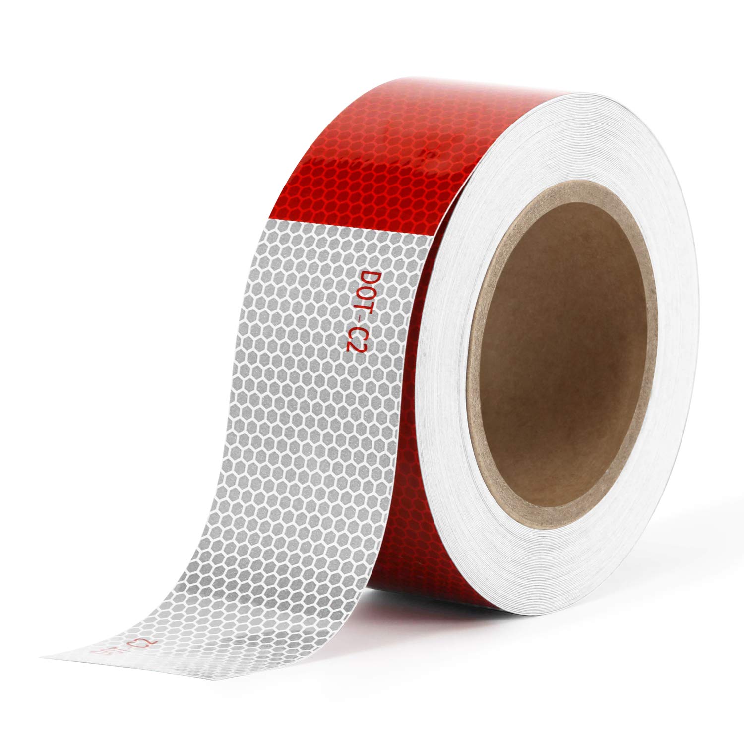 Kohree Reflective Safety Tape 2" x 30ft, DOT-C2 Approved Red White Waterproof Reflector Tape for Trailer, RV, Heavy Vehicle, Camper, Boat