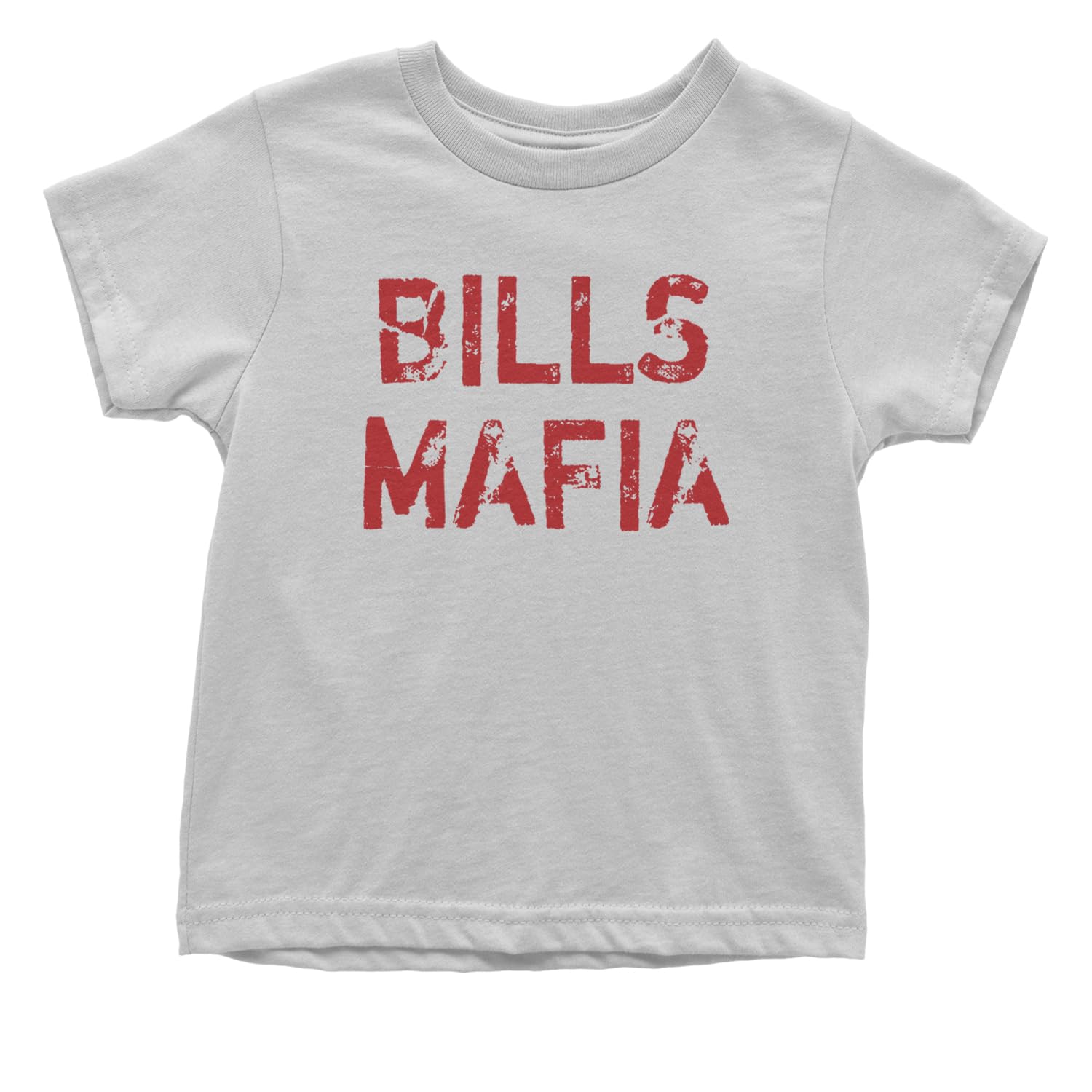 Toddler Distressed Bills Mafia Red Print 2T Toddler White T-Shirt