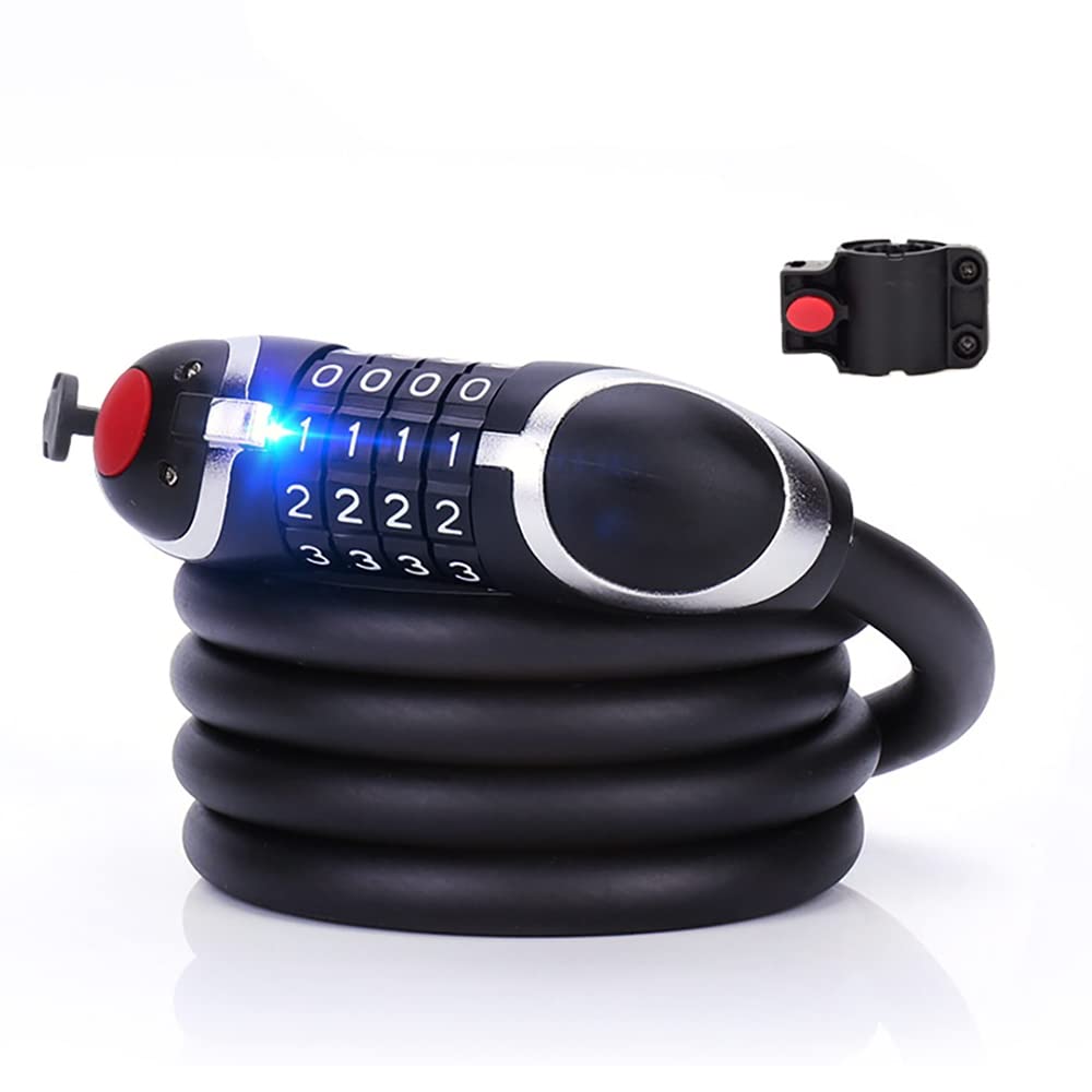 Pockety Bike Lock Cable 1.2M High Security 4 Digit Resettable Combination Coiling Bike Cable Lock Anti Theft Bicycle Cable Locks