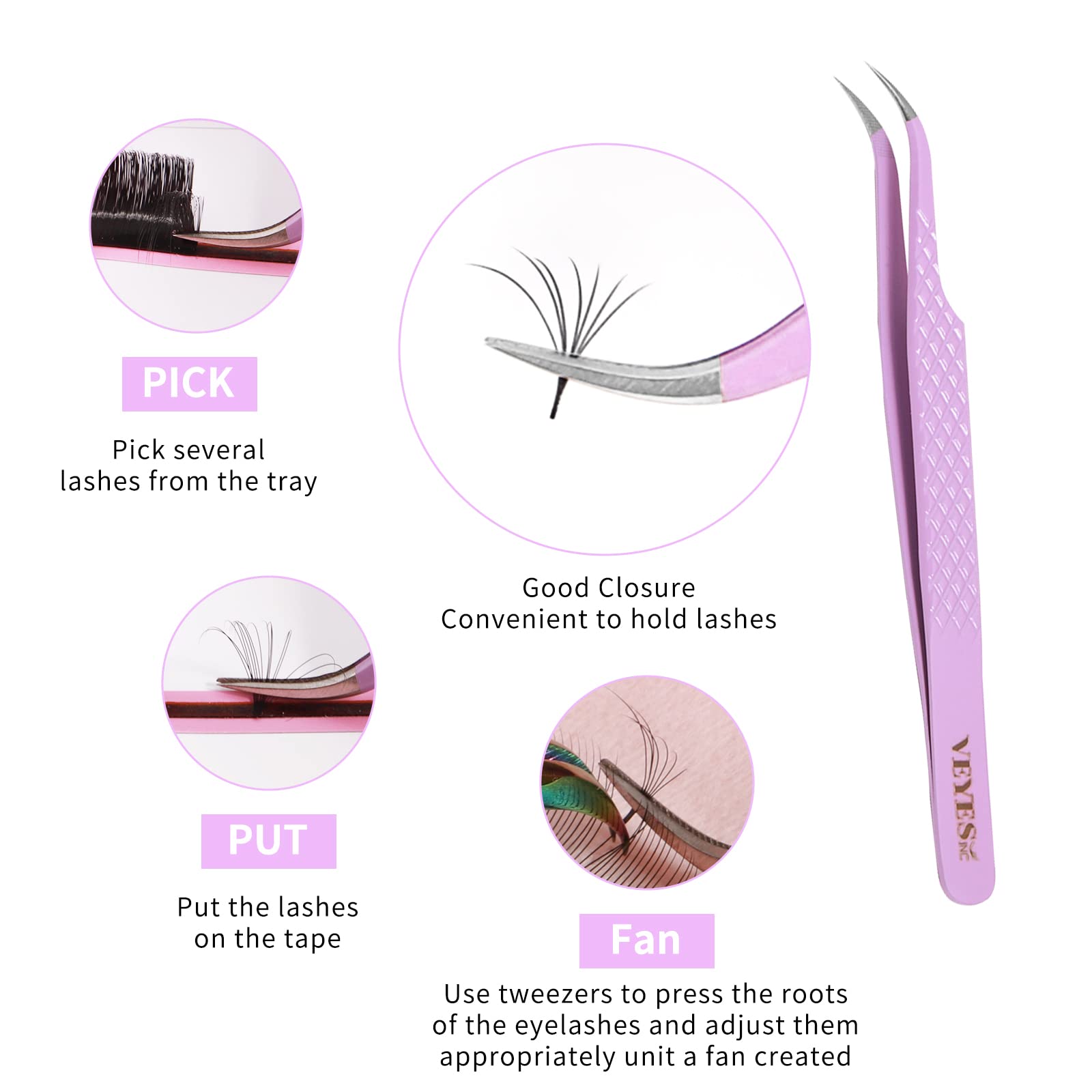 VEYES INC 1 pack Master Slim Eyelash Extension Tweezers Lash Tweezers for Eyelash Extensions Gloden