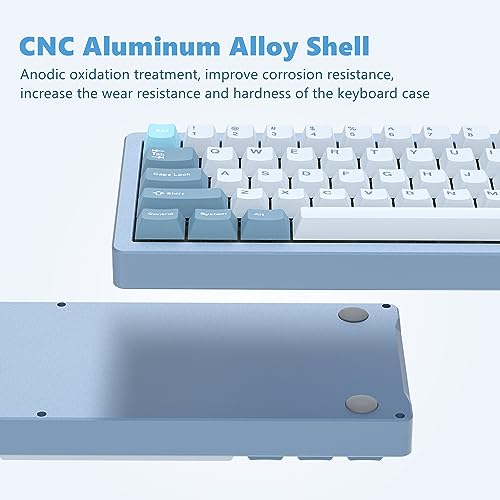 Womier S-K71 75% Gaming Keyboard, Aluminum Alloy Shell Wireless Mechanical Keyboard Bluetooth/2.4G/Wired Hot Swappable Pre-lubed Switches, Gasket Mounted RGB Keyboard, PBT Keycaps for Mac/Win, Blue