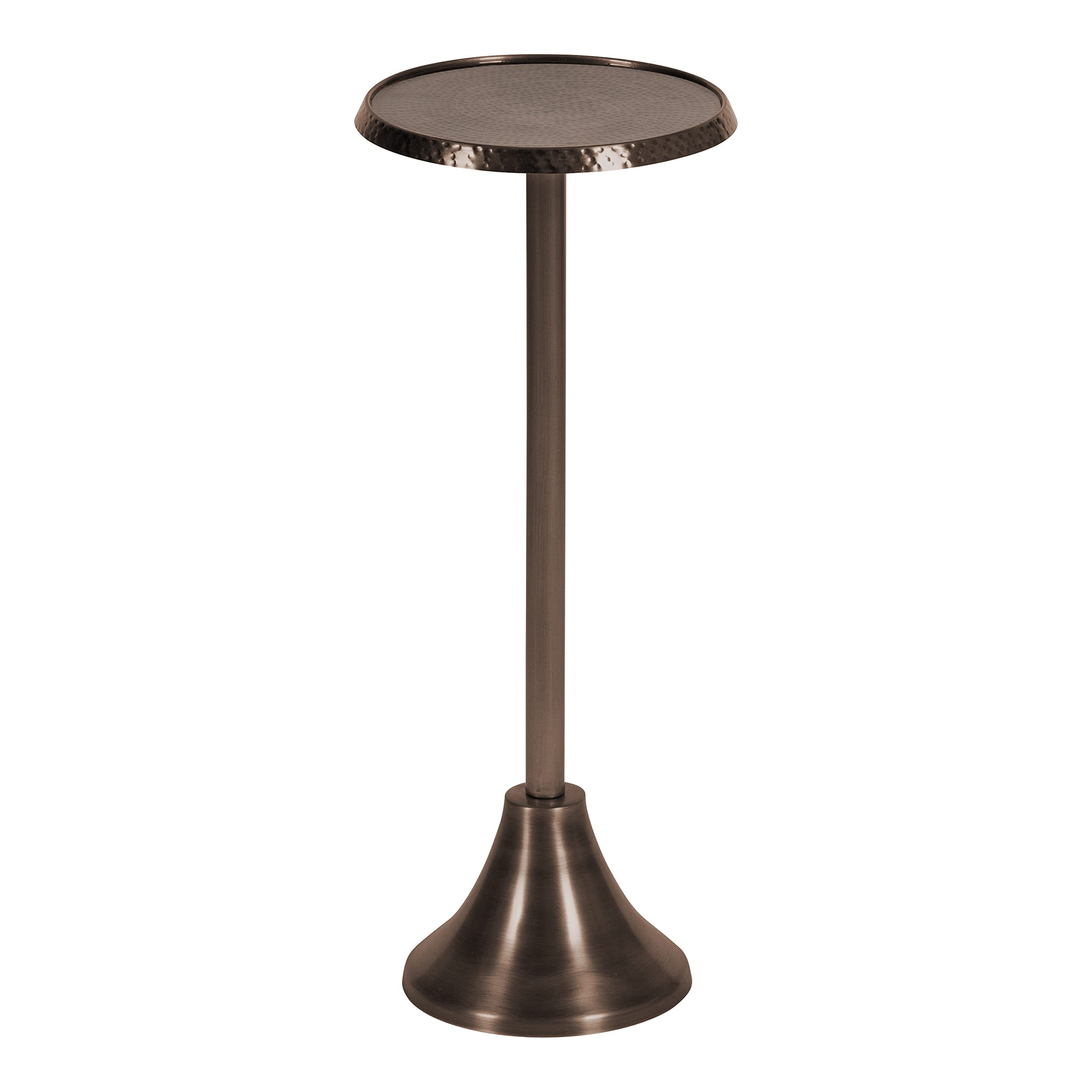 Kate and Laurel Sanzo Decorative Modern Pedestal Side Table for Use as Indoor Plant Stand or Bedroom Nightstand, 9x9x23, Bronze