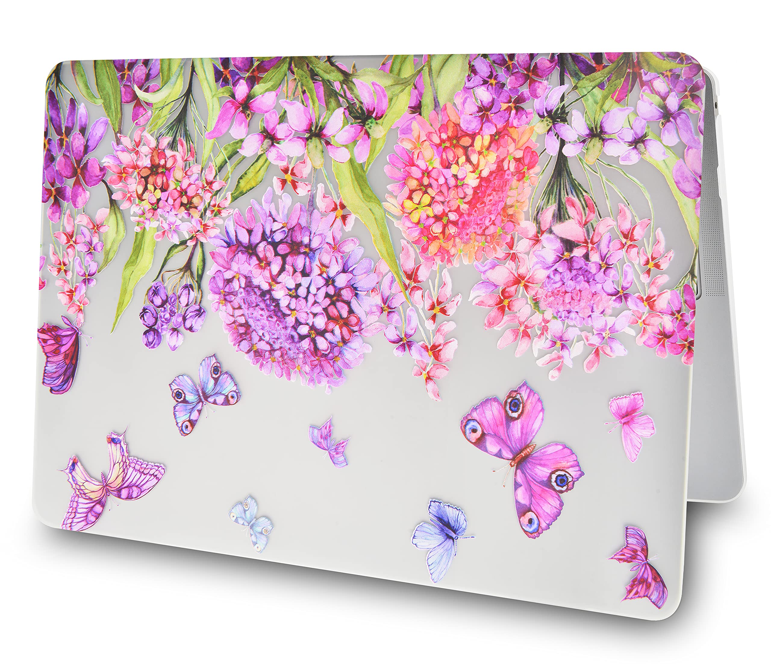 KECC Case Compatible with MacBook Air 13 inch Case A2337 M1 A2179 A1932 Retina Display + Touch ID Plastic Hard Shell + Keyboard Cover + Slim Sleeve + Screen Protector + Pouch(Clear Flowers Design 11)