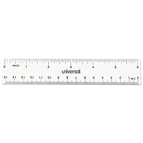 Universal UNV59025 Standard/Metric 6 in. Plastic Ruler - Clear (2/Pack)